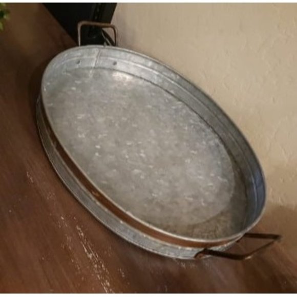Dining | New Rustic Galvanized Serving Tray With Rust Trim And Metal ...